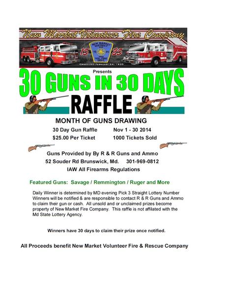 NMDVFD 30 Guns in 30 Days Drawing - New Market Volunteer Fire Company